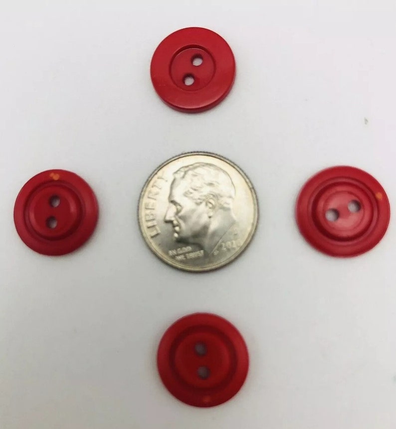 Vtg Candy Apple Red 2-hole Button W/ Depressed Center 13mm Lot of 10 ...