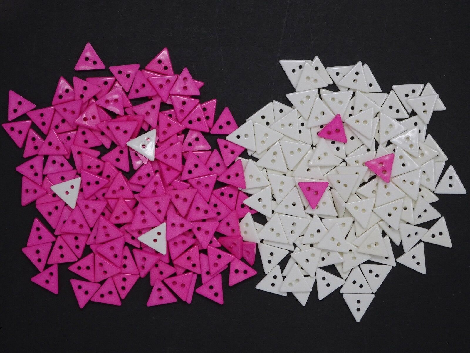 Vintage White or Pink Triangular 2-hole Buttons 15mm Lot of 13 or 144 ...
