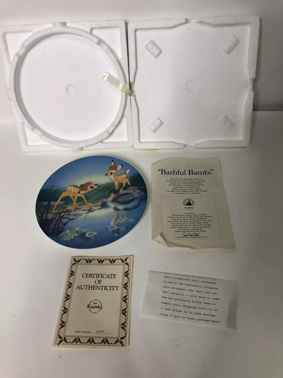 Walt Disney’s Bambi Collectors Plate Bashful Bambi W/ COA Knowles 1991 ...