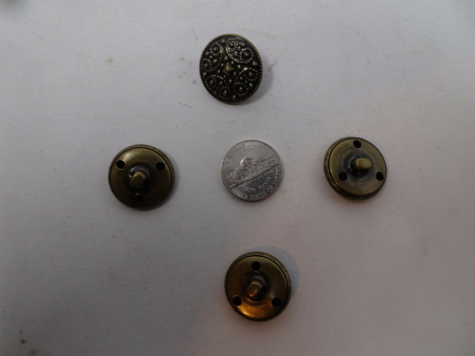 Vintage Antique Nickel Black Geometric Shank Buttons 22mm Lot of 3 A120 ...