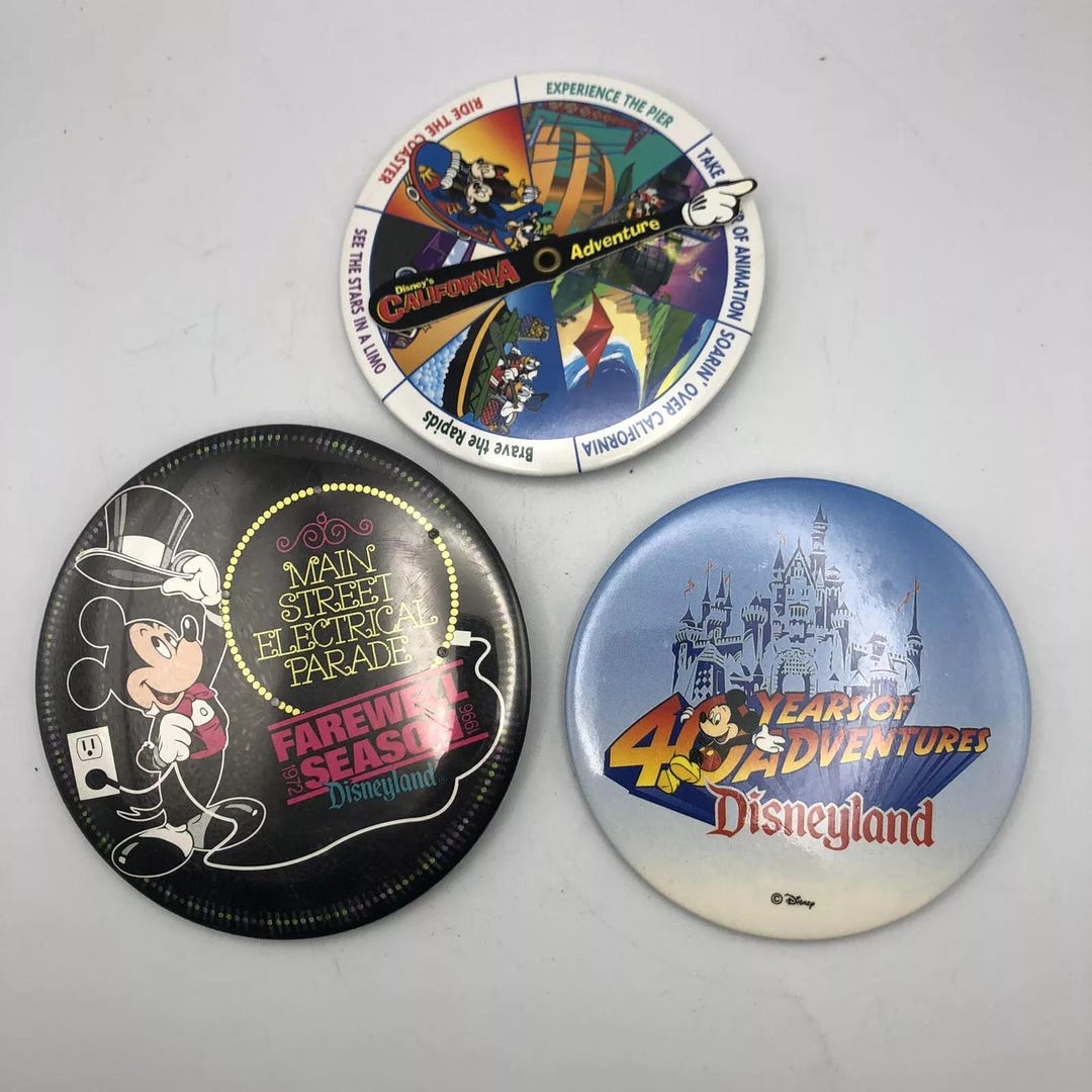 Lot of 3 Disney Buttons - Adventure Disneyland Main Street Electrical ...