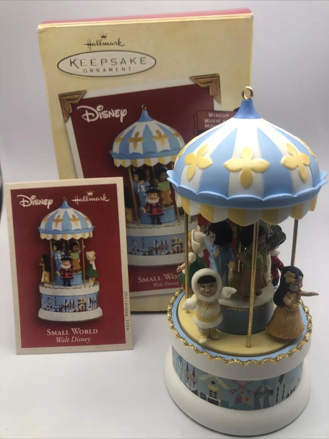 2004 Hallmark Keepsake Disney Small World Ornament in Box Wind up ...