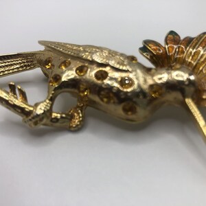 1960s Hummingbird Bird Crest Rhinestone & Enamel Brooch 3.5" - Etsy