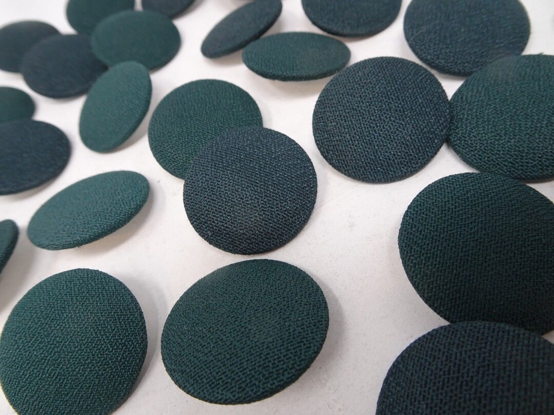 Vintage Hunter Green Teal Fabric Round Shank Buttons 29mm Lot of 4 A217 ...