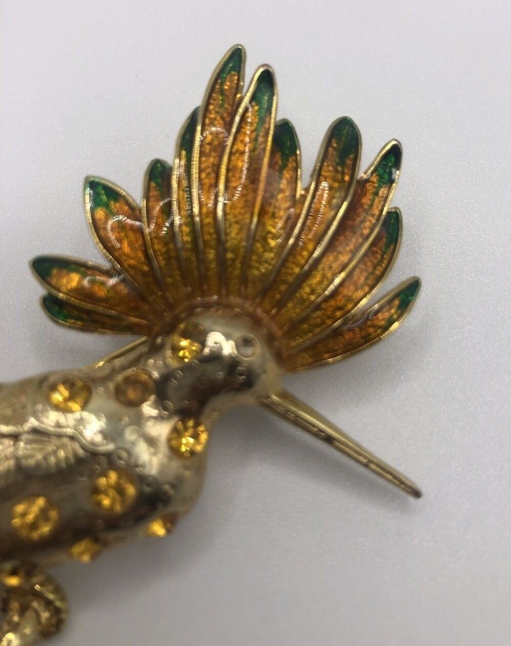 1960s Hummingbird Bird Crest Rhinestone & Enamel Brooch 3.5" - Etsy