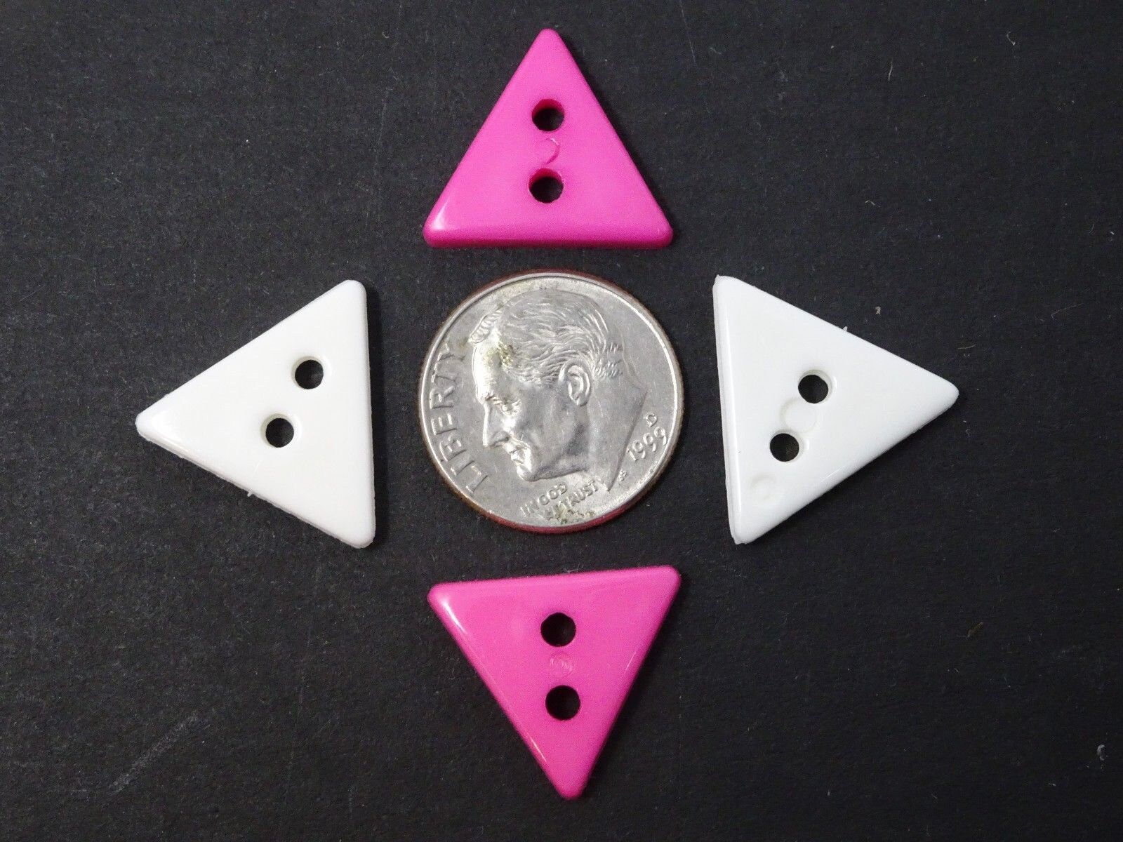 Vintage White or Pink Triangular 2-hole Buttons 15mm Lot of 13 or 144 ...