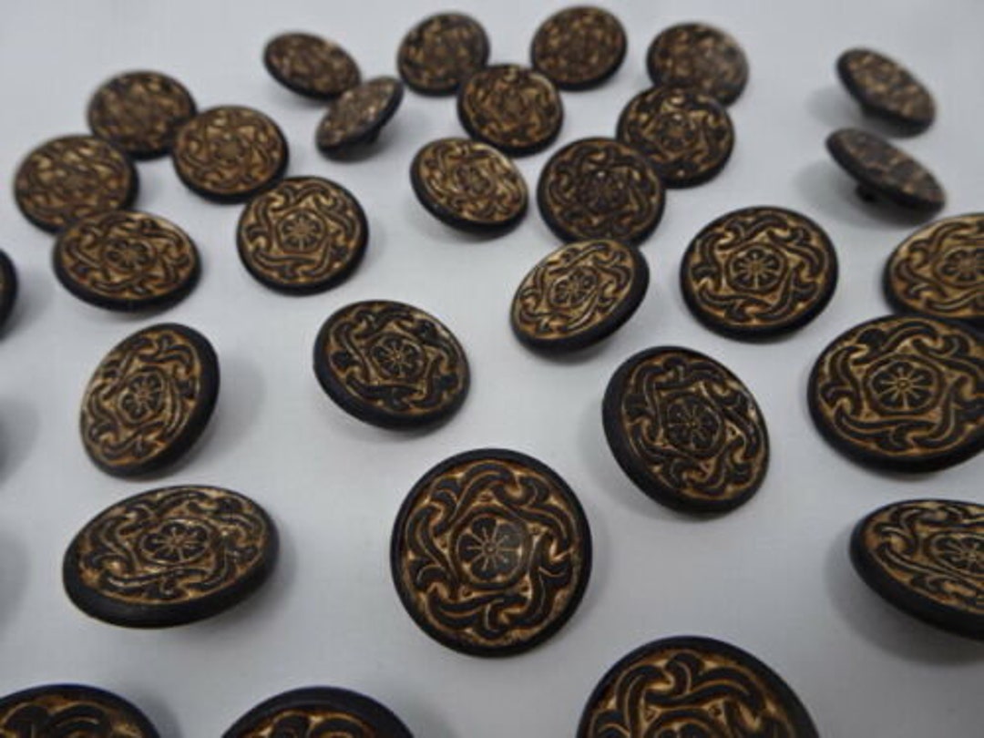 Vintage Black Gold Goth Floral 3D Shank Button 22mm Lot of 4 AA98 - Etsy