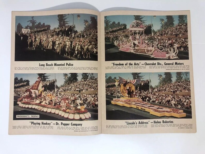 1964 Tournament of Roses Program Parade & Illinois Washington Rose Bowl ...
