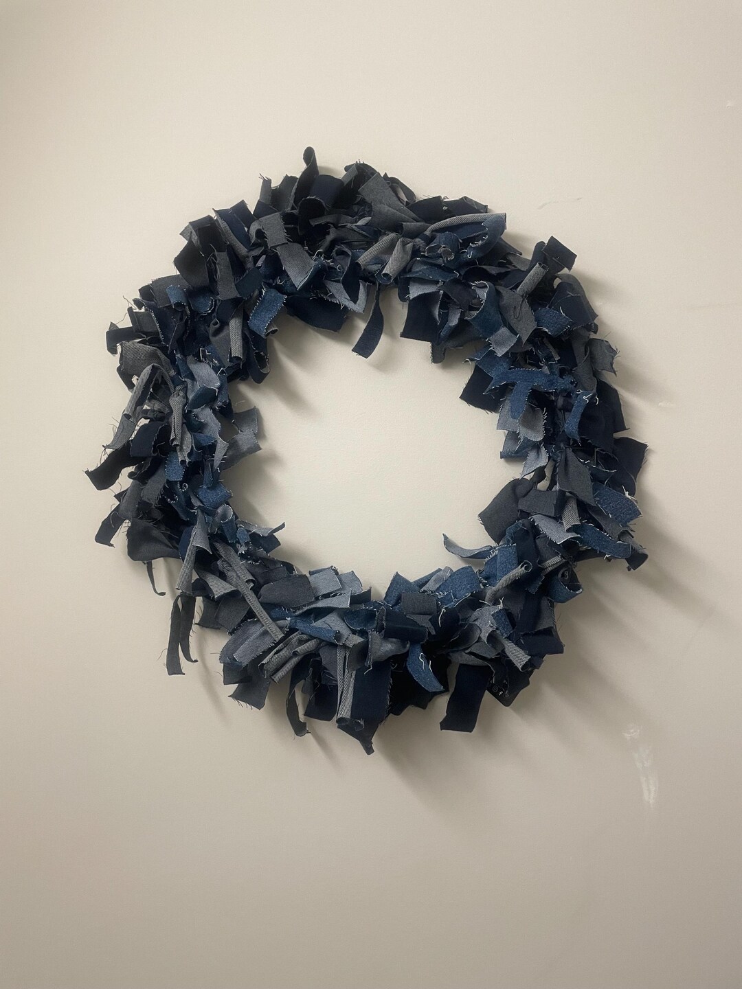 Reclaimed Denim Rag Wreath Ships in a 18 X 18 Box - Etsy