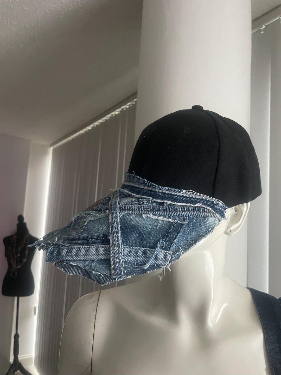Unisex Ball Cap Long Bill Reclaimed Denim Velcro Closure by Mason Tone ...