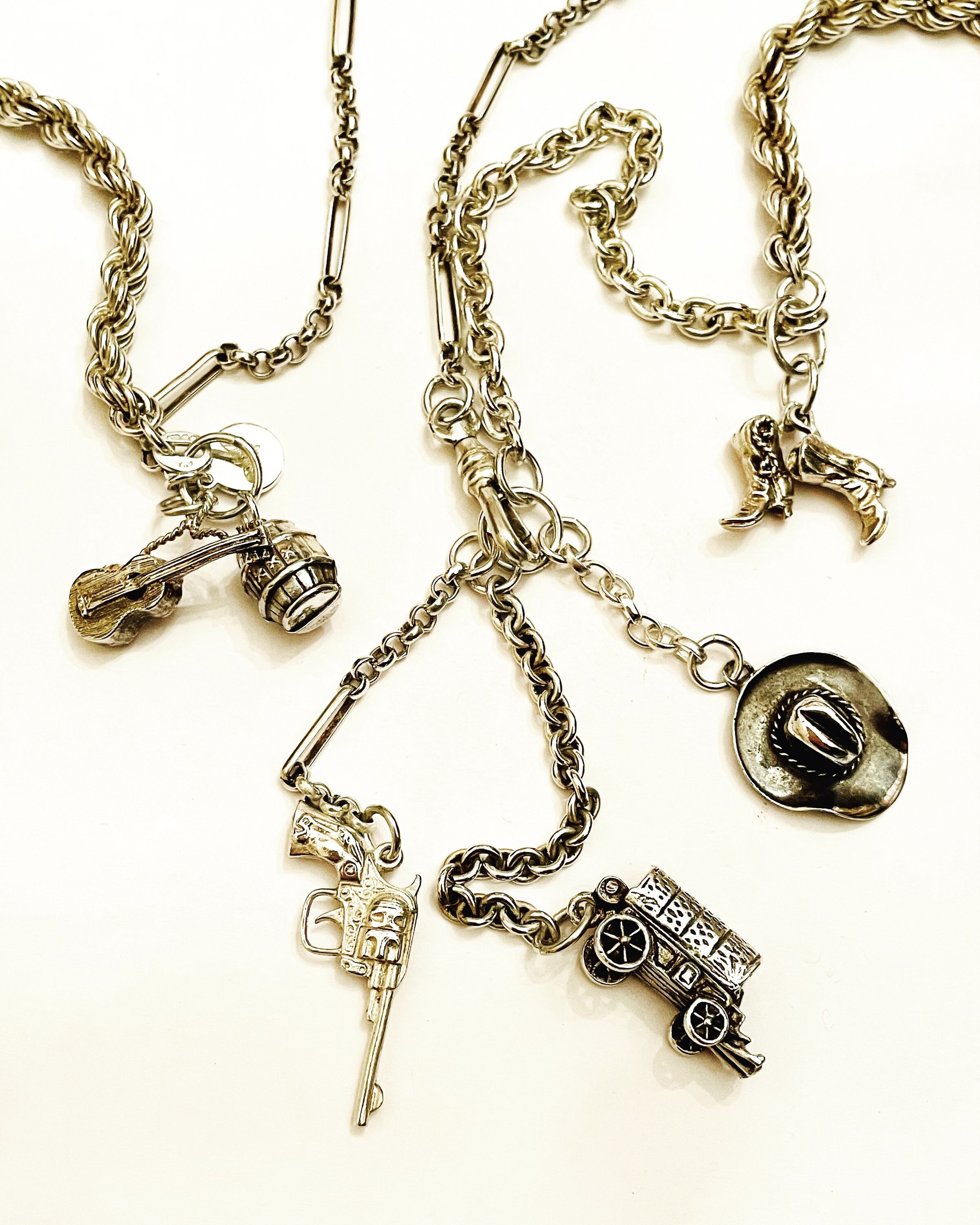 Vintage Silver Multi Chain 'wild West' Cowboy Themed - Etsy