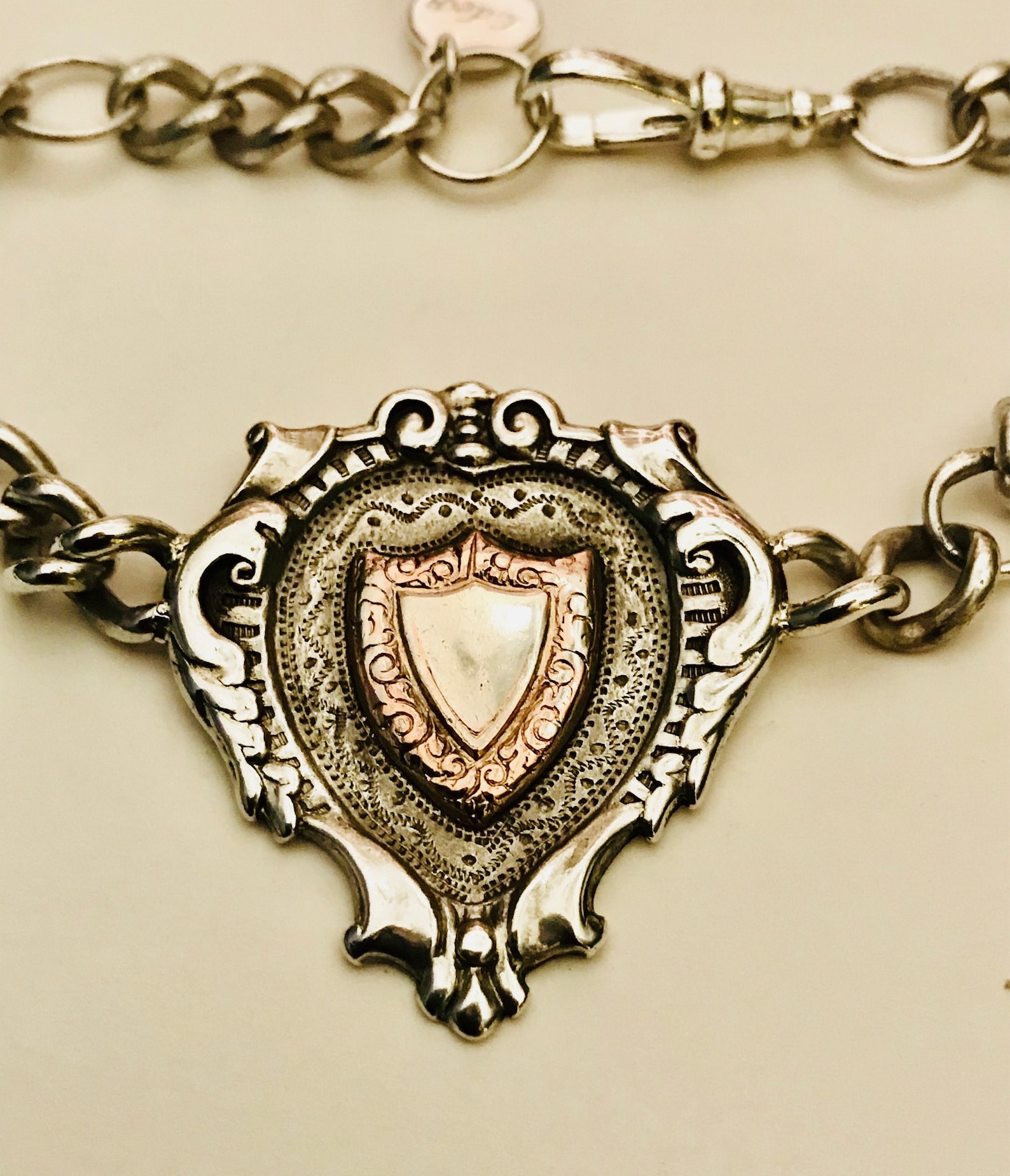 Silver Antique Albert Watch Chain Fob Bracelet - Etsy