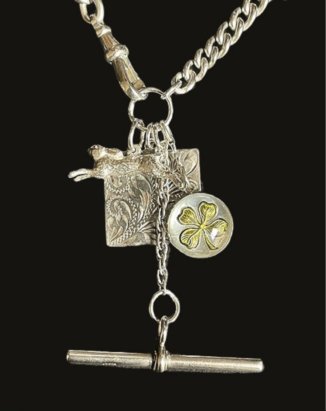 Antique Silver Watch Chain Charms and Curios Hare, Rabbit, Intaglio ...