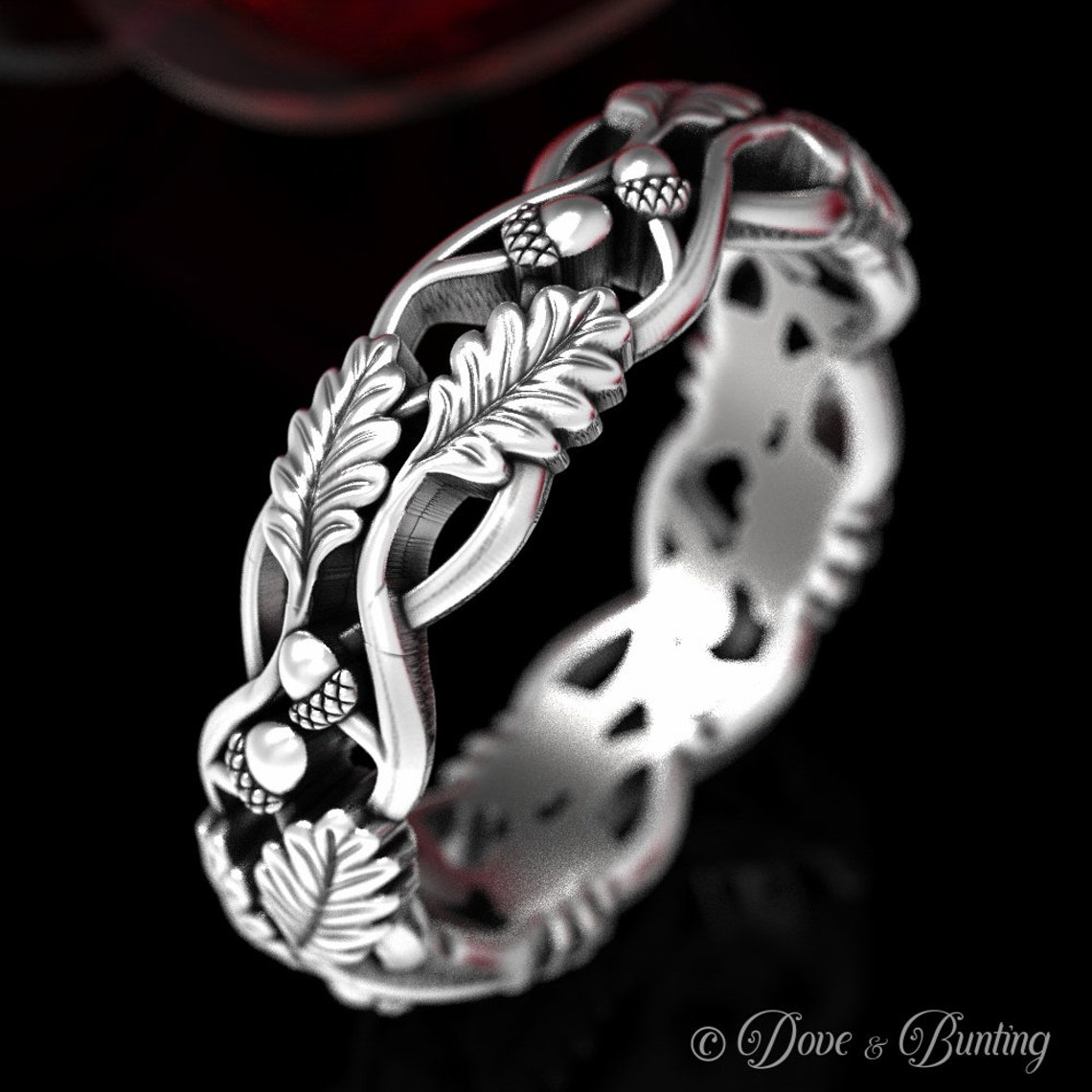 Oak Leaf Ring Sterling Silver Oak Ring Nature Wedding Ring - Etsy