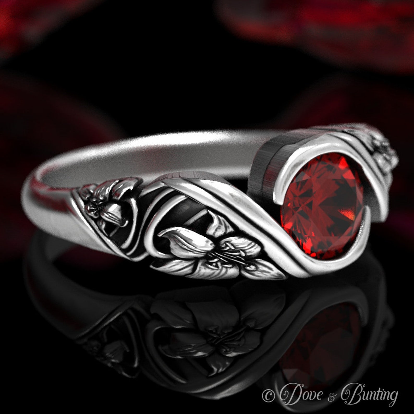 Lily Ruby Engagement Ring Art Nouveau Engagement Ring Nature - Etsy