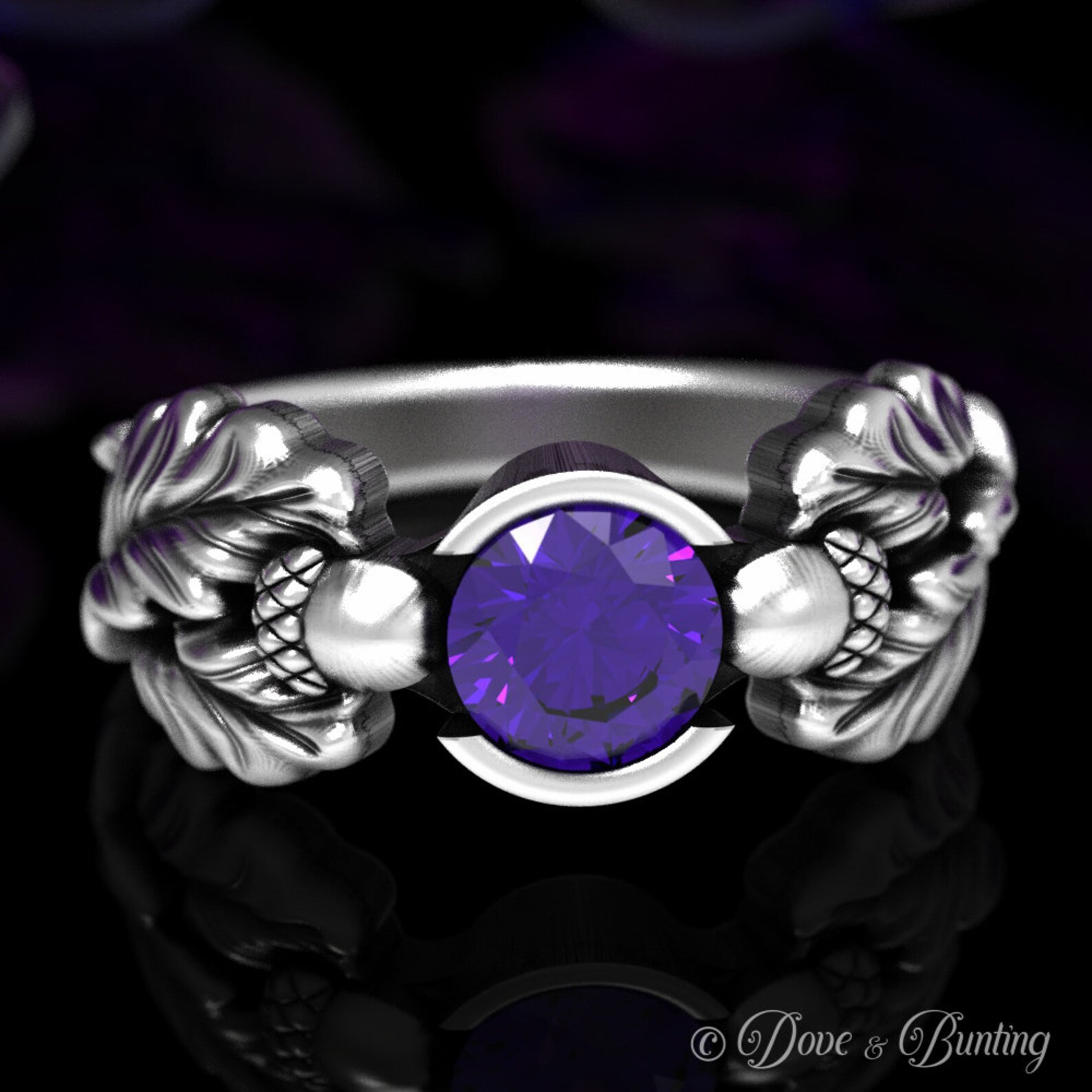 Gold Acorn Ring Gold Amethyst Engagement Ring Nature | Etsy