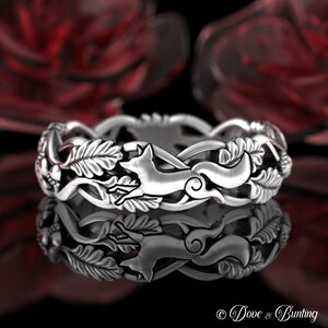 His Hers Fox Wedding Ring Set, Sterling Forest Matching Rings, Bride ...