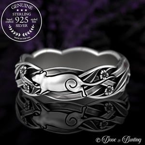 Sterling Rat & Flowers Ring, Silver Rodent Ring, Floral Mouse Ring ...