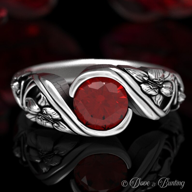 Lily Ruby Engagement Ring Art Nouveau Engagement Ring Nature - Etsy