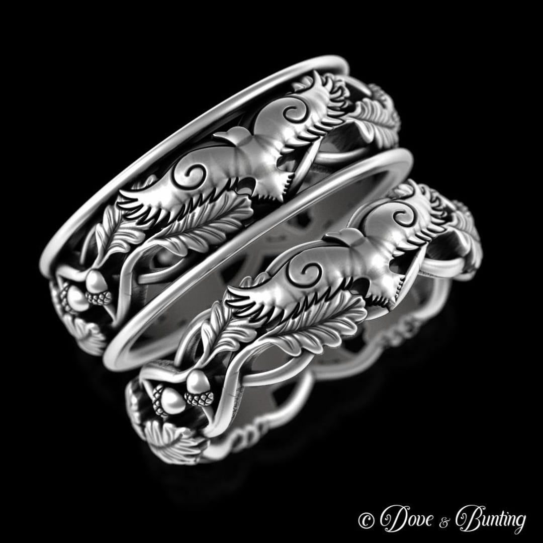 Matching Raven Wedding Set, Sterling His Hers Crow Wedding Rings ...