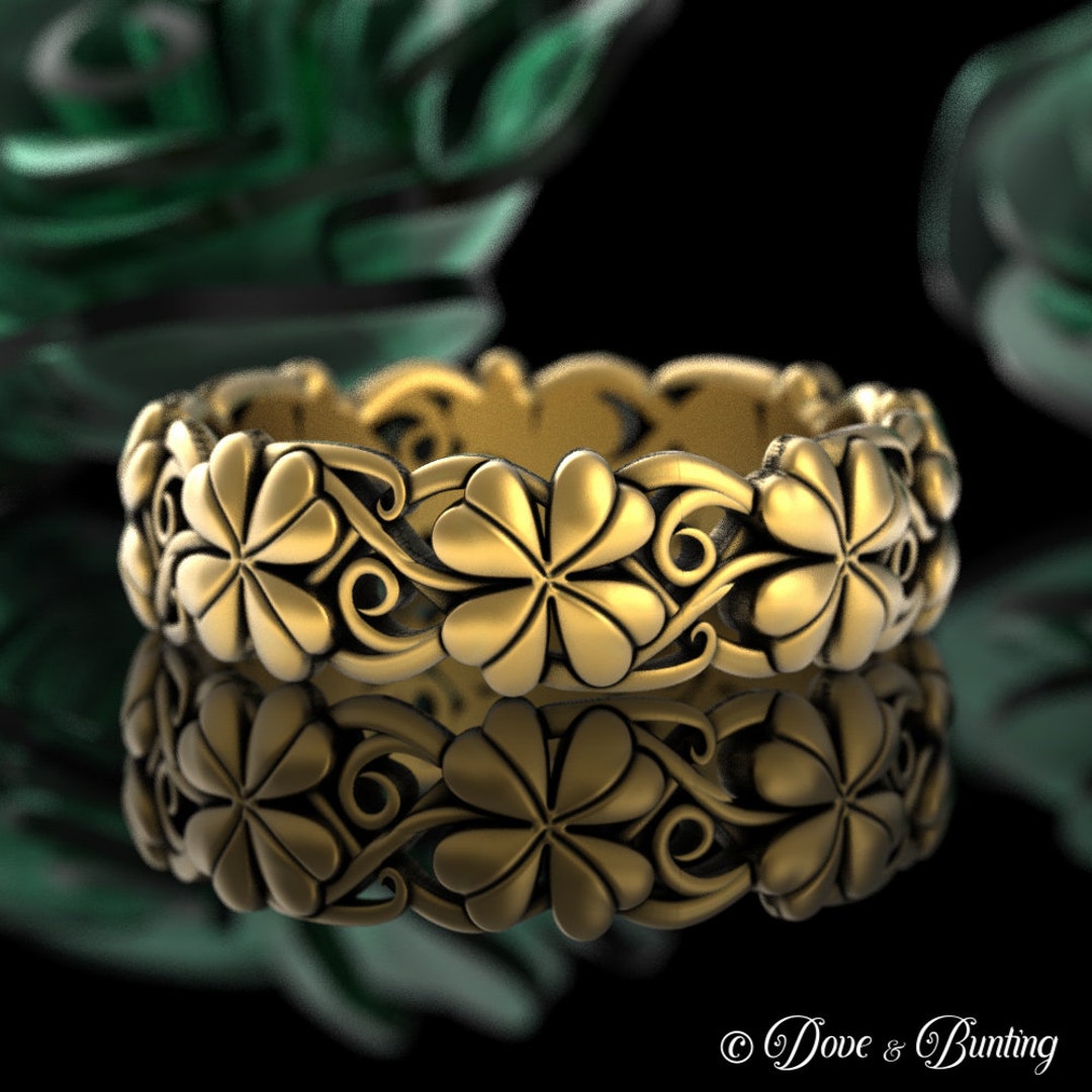 Gold Four Leaf Clover Ring, White Gold Clover Ring, 10K 14K 18K ...