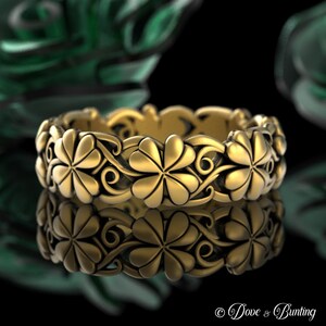 Gold Four Leaf Clover Ring, White Gold Clover Ring, 10K 14K 18K ...