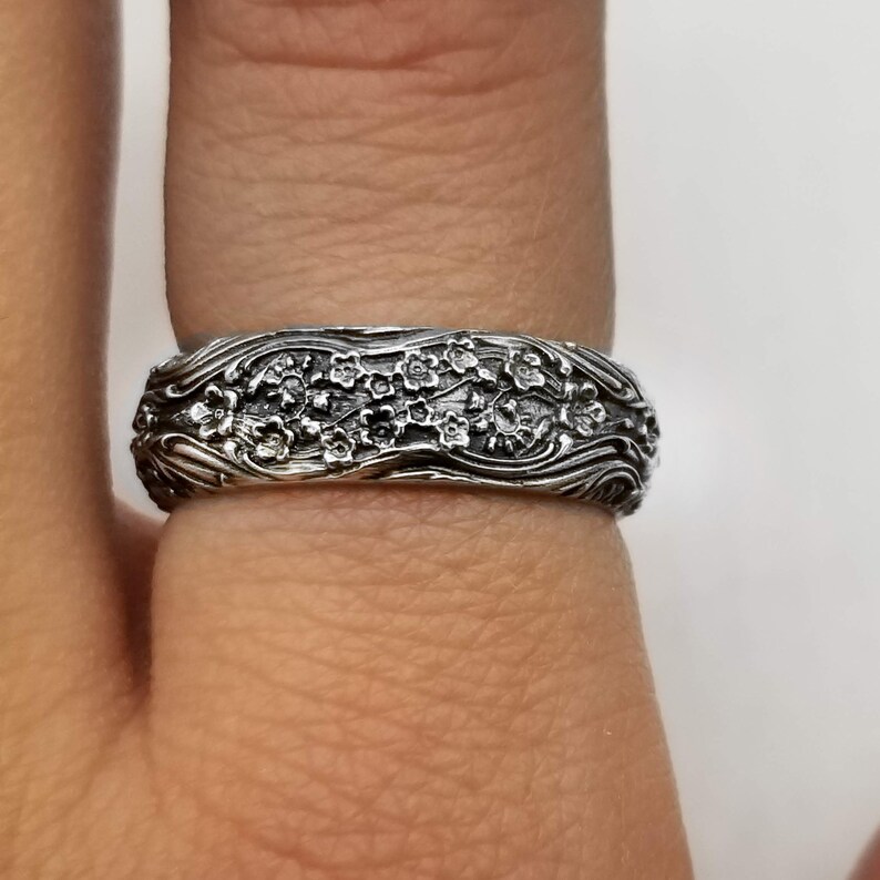 Forget-me-not Wedding Ring Sterling Silver Art Nouveau Ring - Etsy