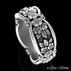 Forget-me-not Wedding Band, Sterling Wedding Ring, Silver Floral Ring ...
