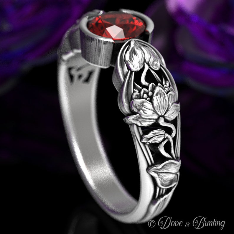 Sterling Ruby Art Nouveau Ring Ruby Engagement Ring Art | Etsy