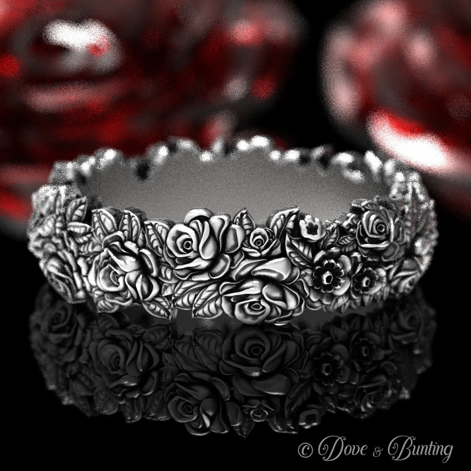 Sterling Silver Rose Ring Rose Wedding Ring Silver Floral - Etsy