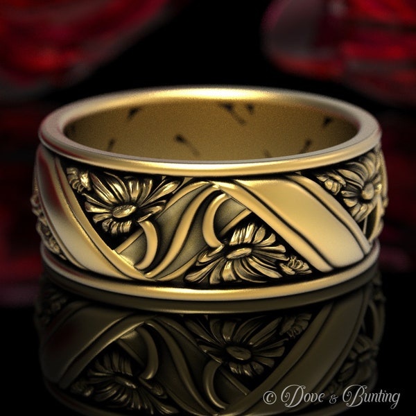 Floral Wedding Band - Etsy
