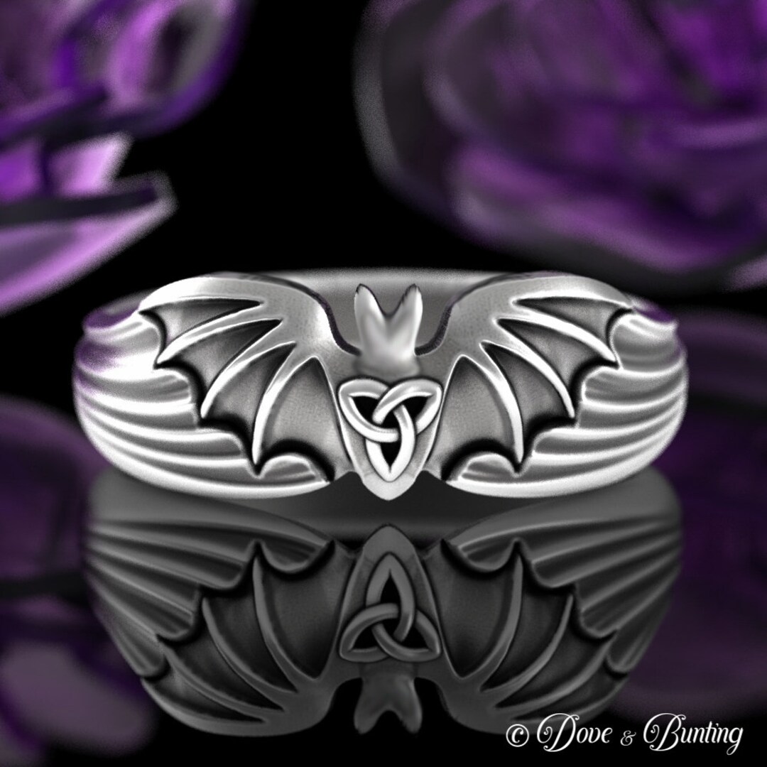 Gothic Bat Ring, Sterling Vampire Bat Ring, Gothic Wedding Ring, Nocturnal Statement Ring ...