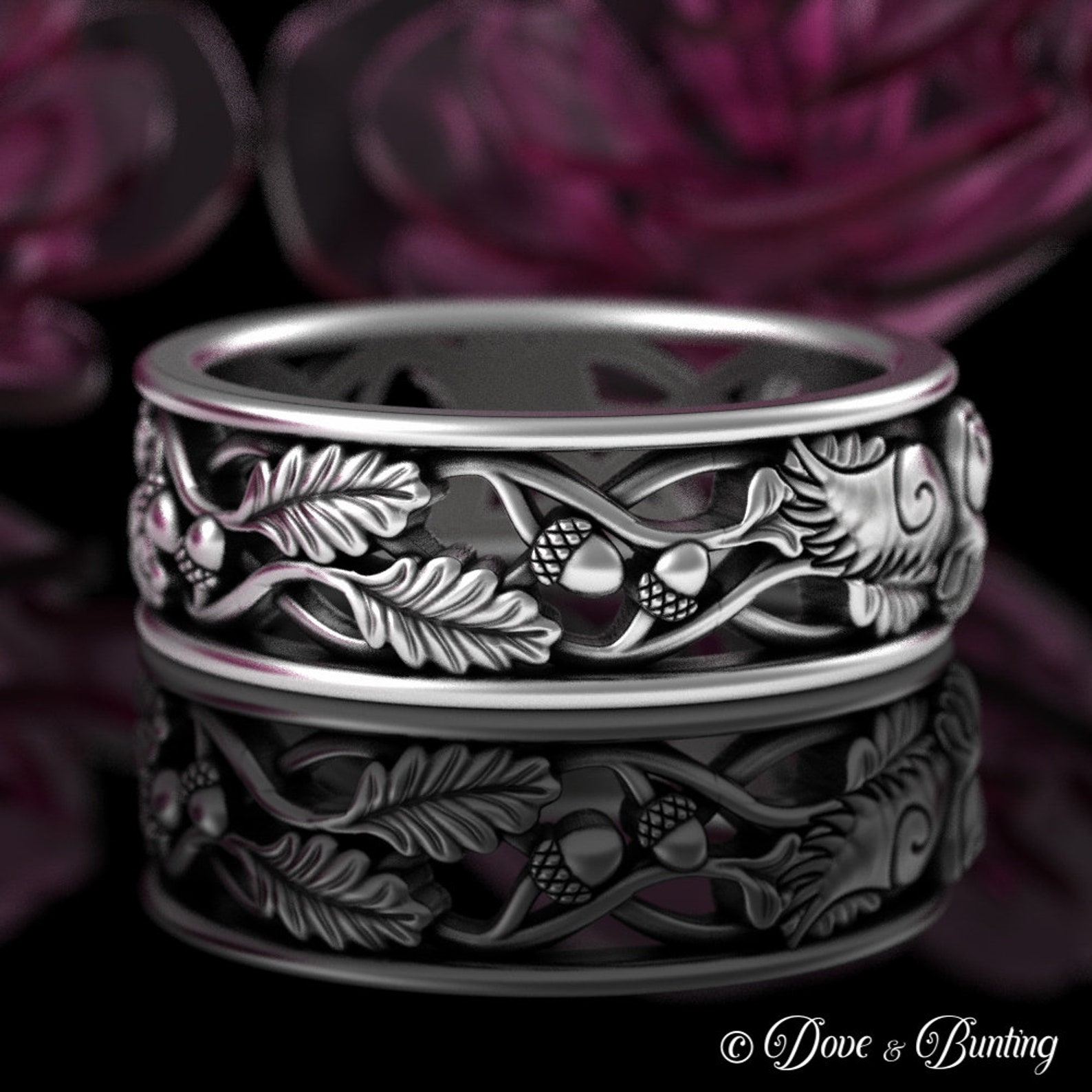 10K Gold Groom Owl Wedding Ring, 14K White Gold Mens Forest Wedding ...