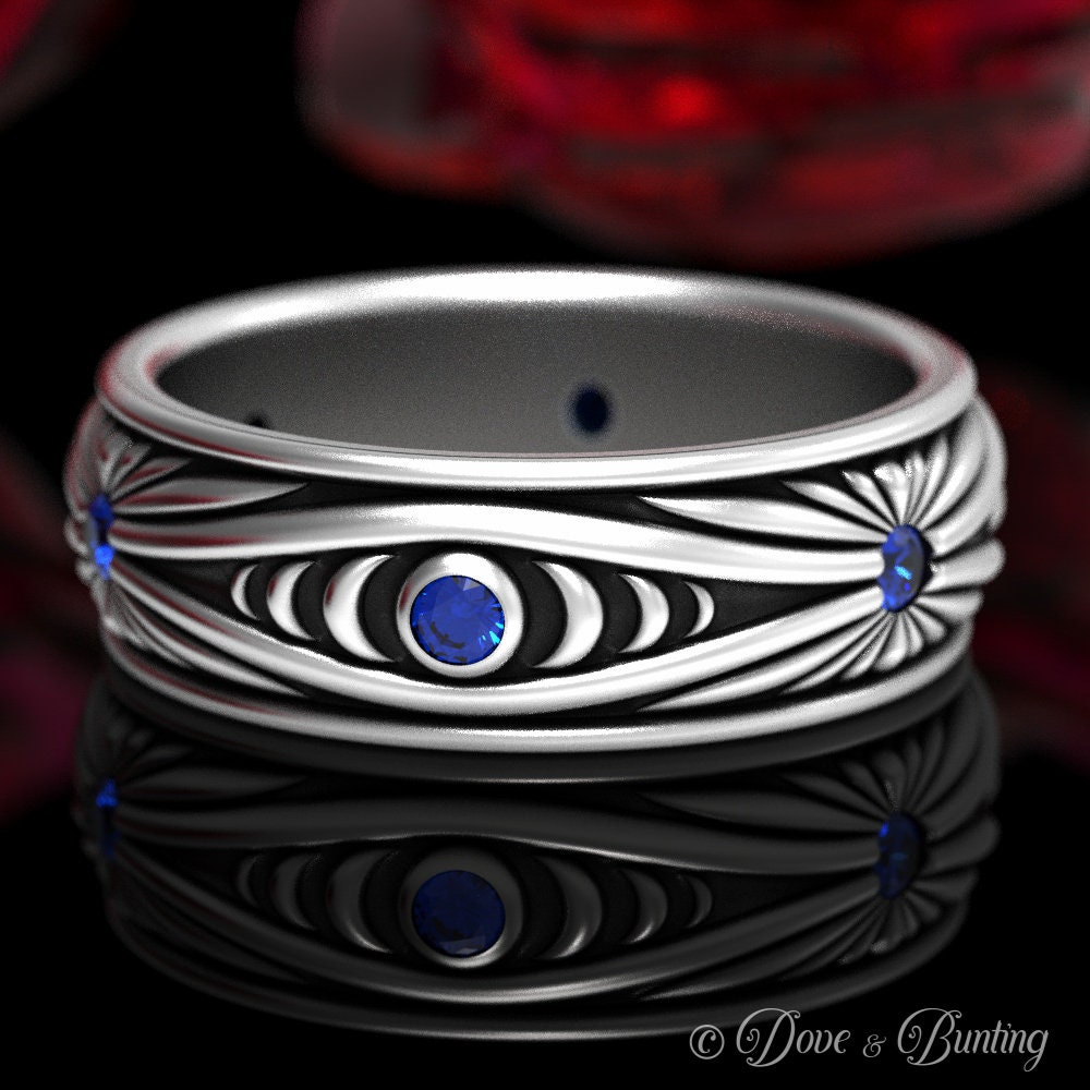 Moon Phase Ring Sterling Silver Moon Ring Sapphire Silver | Etsy