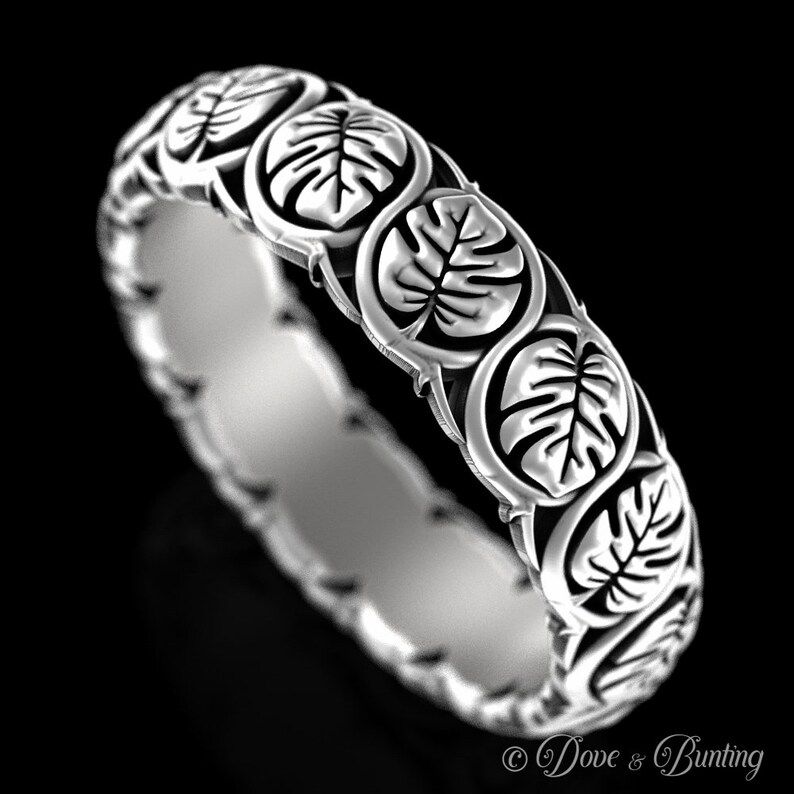 Monstera Wedding Ring Sterling Silver Monstera Ring Nature - Etsy