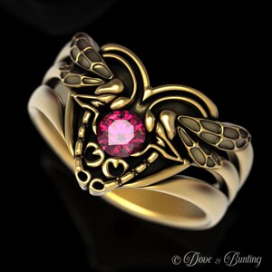 Ruby Gold Dragonfly Ring, 10K Gold Dragonfly Ring, White Gold Dragonfly ...