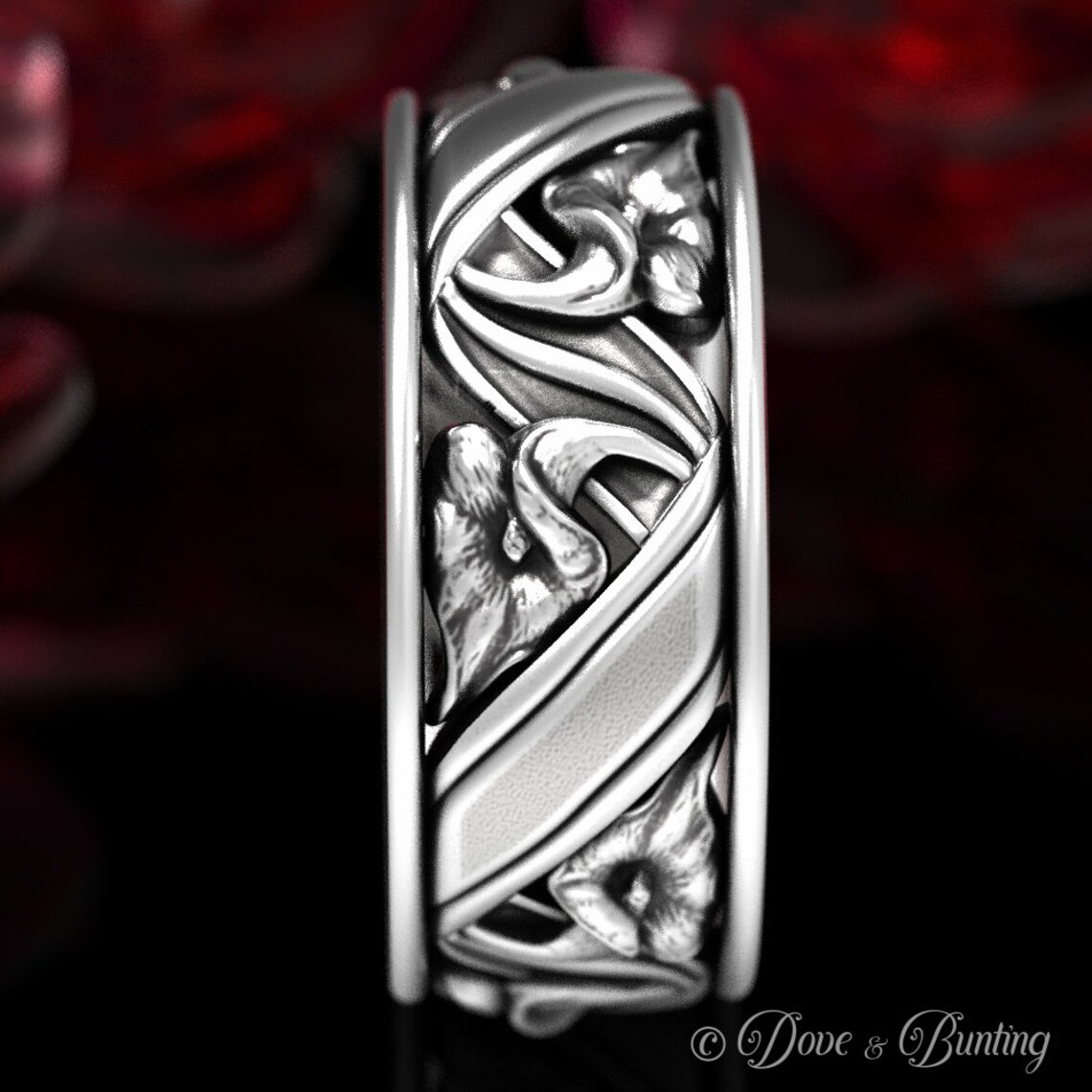 Lily Flower Ring Floral Wedding Ring Sterling Silver Flower - Etsy