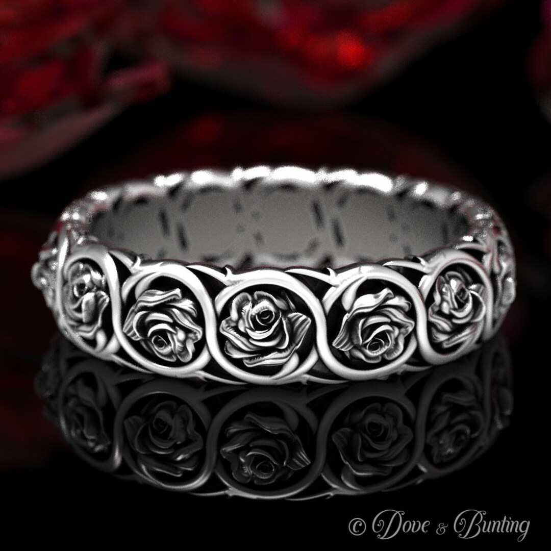 Rose Wedding Ring, Rose Flower Ring, Sterling Silver Rose Ring, Rose ...