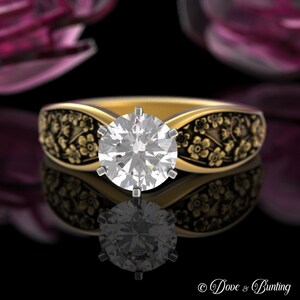 Amethyst Forget-me-not Engagement Ring, Bridal Flower Wedding Ring ...