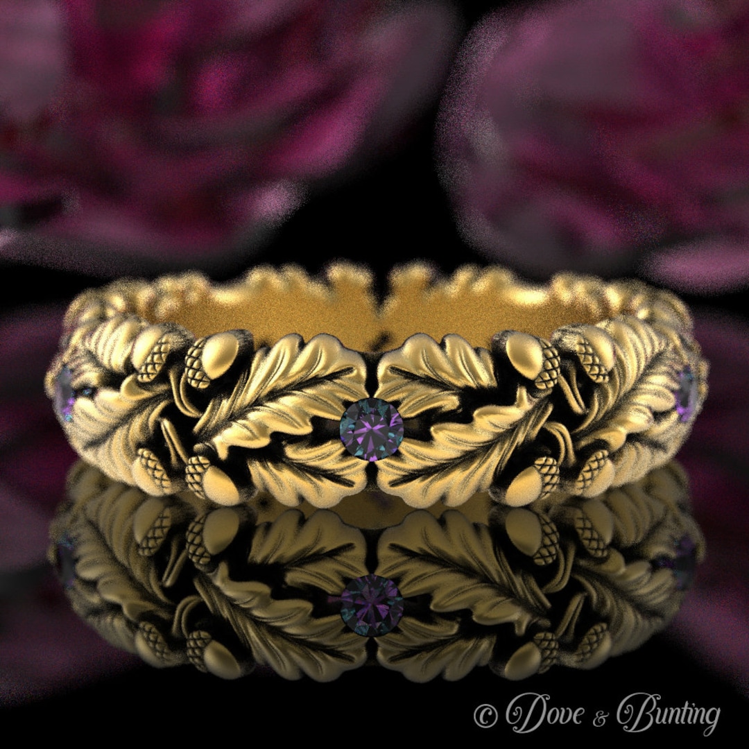 Alexandrite Tree Ring, Gold Alexandrite Ring, White Gold Alexandrite ...