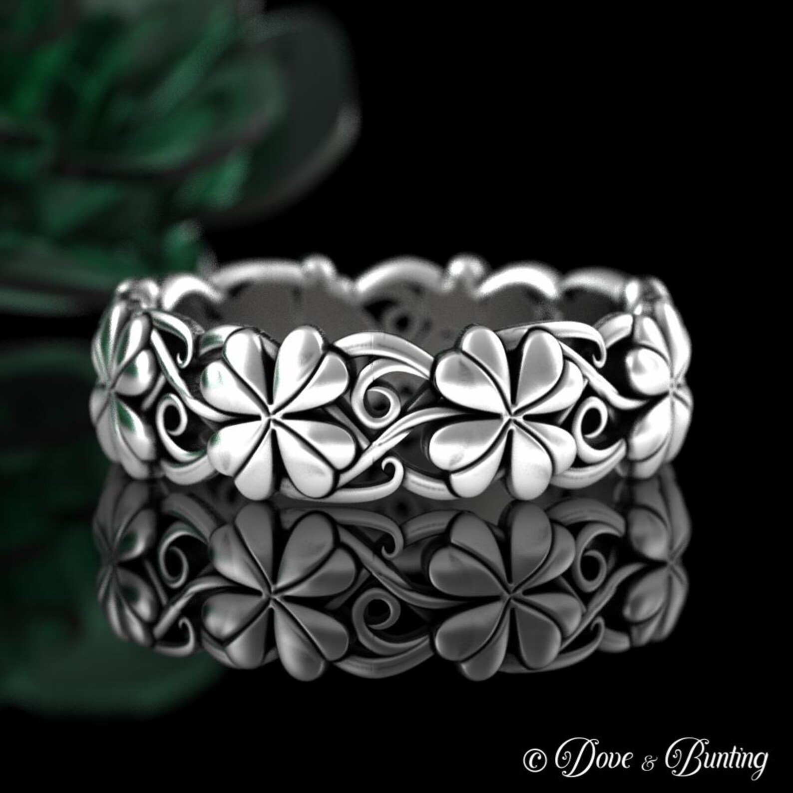 Celtic Matching Clover Set in Sterling Silver, Botanical His Hers ...