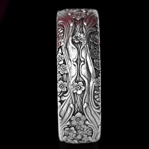 Matching Forget-me-not Wedding Ring, Sterling Silver Art Nouveau Floral ...