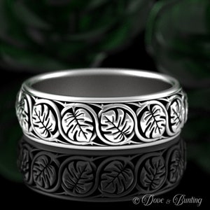Sterling Monstera Ring, Naure Wedding Band, Silver Monstera Plant ...