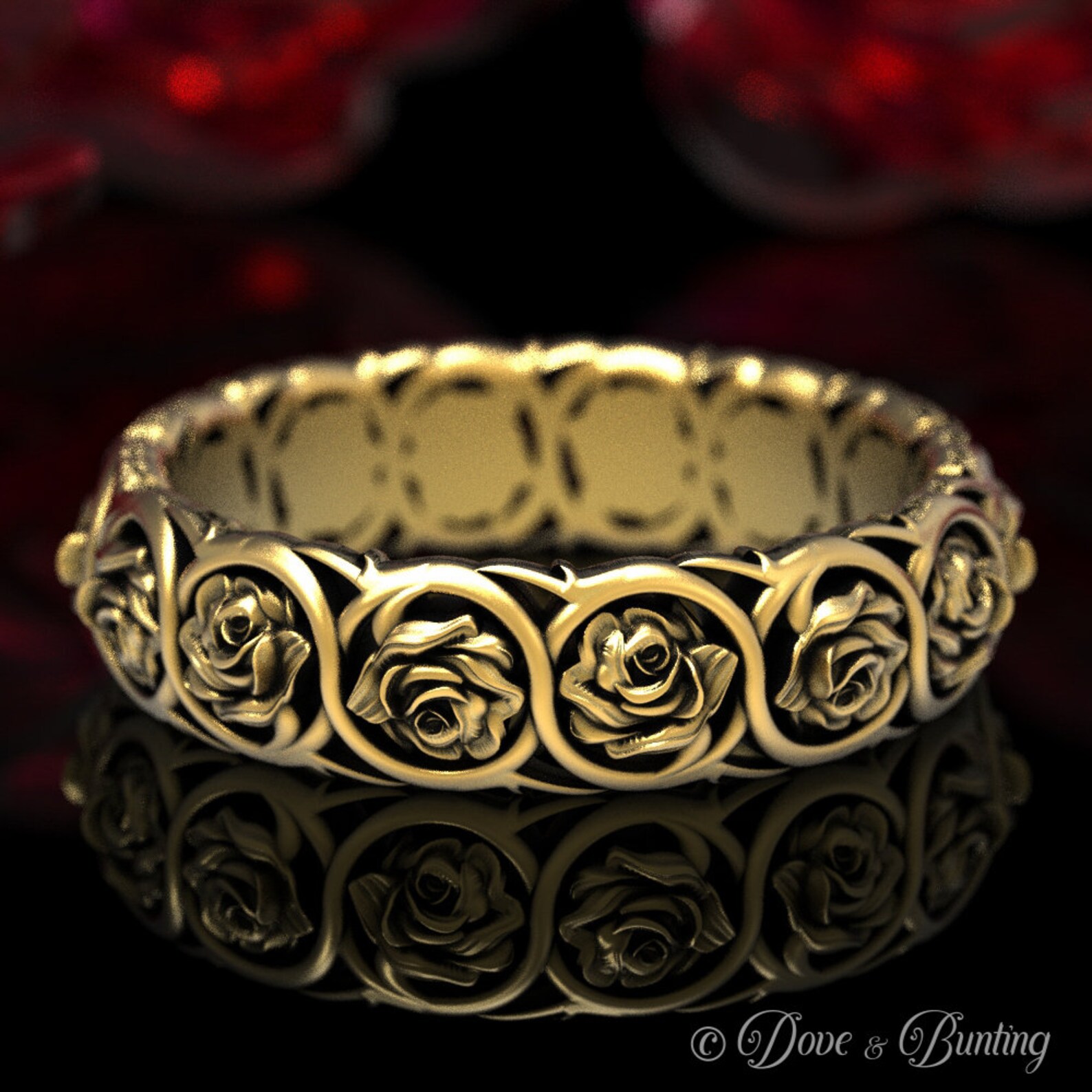 Gold Rose Wedding Ring, Rose Flower Ring, Platinum Rose Ring, Rose ...