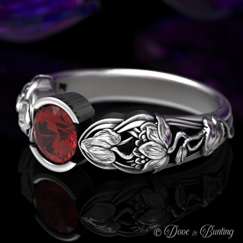 Sterling Ruby Art Nouveau Ring Ruby Engagement Ring Art | Etsy