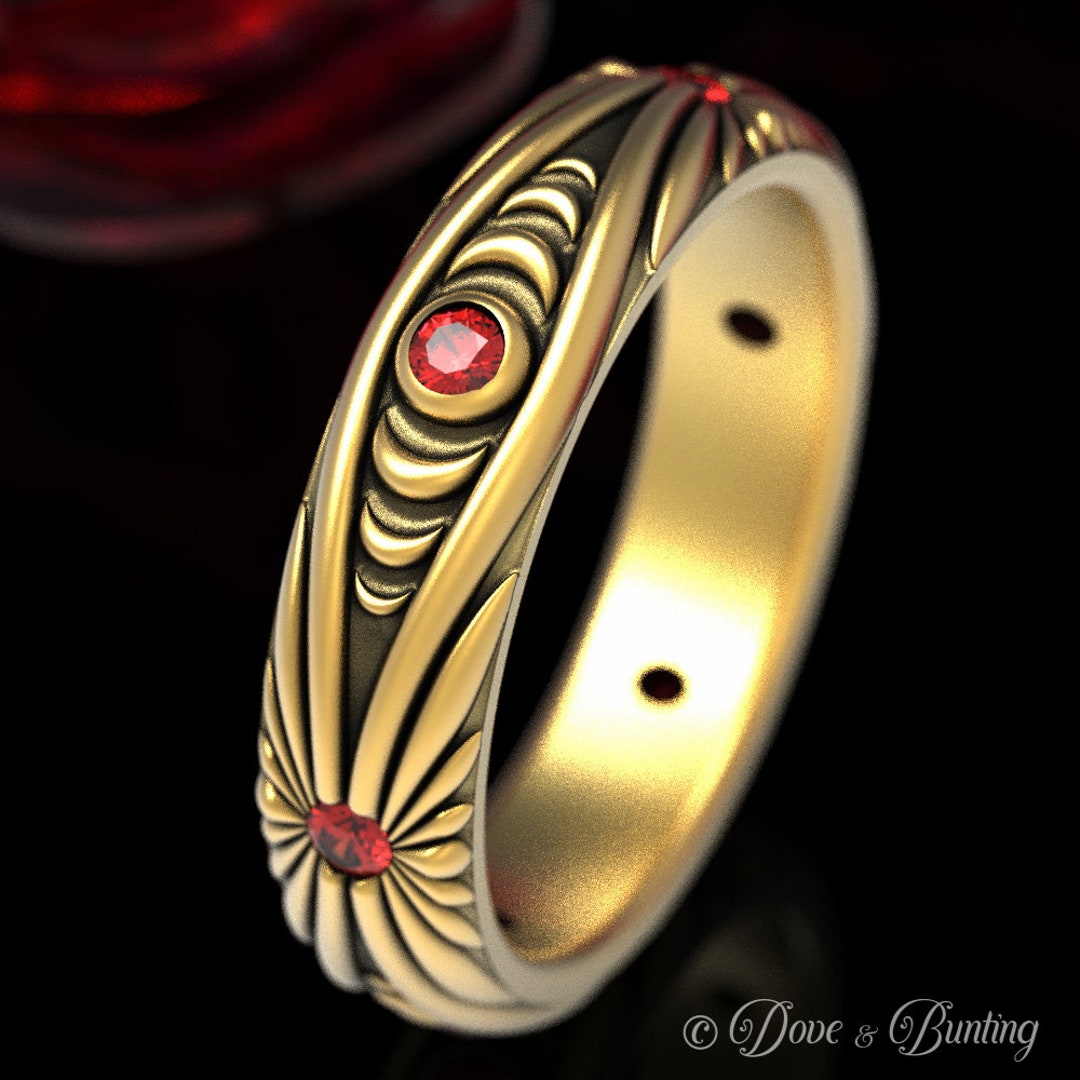 Ruby Moon Ring Gold Ruby Wedding Ring Moon Phase Ring - Etsy