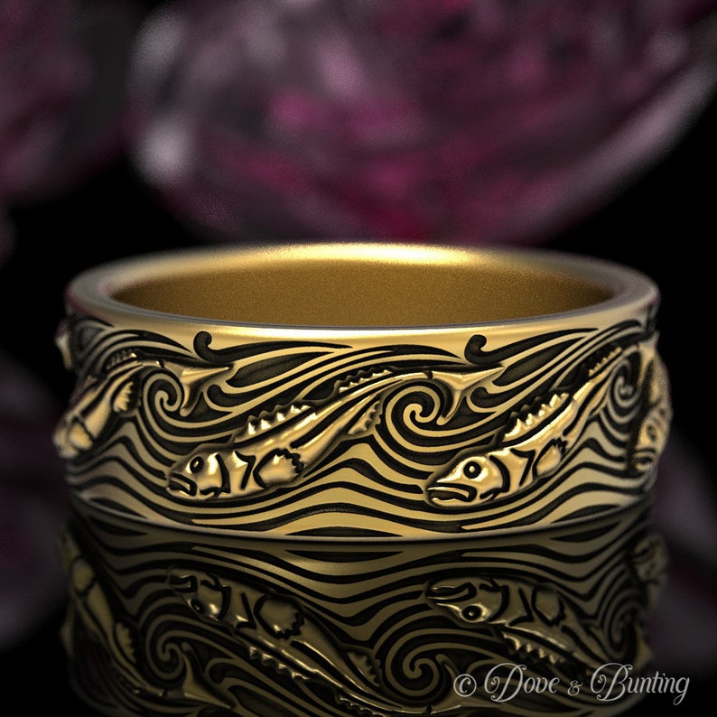 Gold Fish Ring, Art Nouveau Fish, Gold Carp Ring, Gold Fishing Ring ...