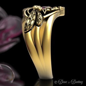 Ruby Gold Dragonfly Ring, 10K Gold Dragonfly Ring, White Gold Dragonfly ...