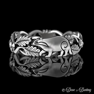 Sterling Badger Ring, Silver English Badger Wedding Band, Badger Spirit ...