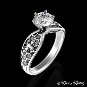 Gold Honey Bee Engagement Ring, Moissanite 10K 14K Bumblebee Solitaire ...